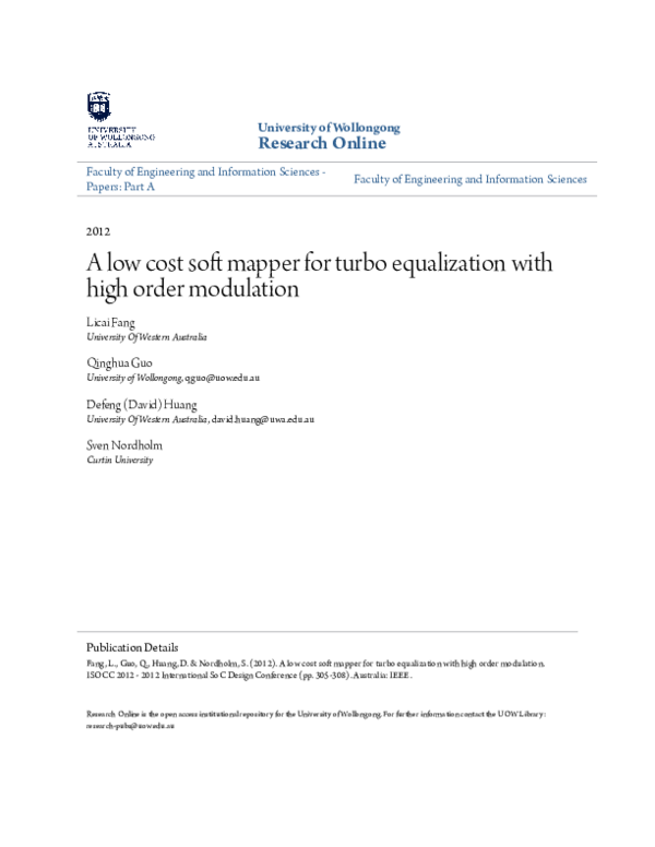 Pdf A Low Cost Soft Mapper For Turbo Equalization With High Order Modulation Licai Fang