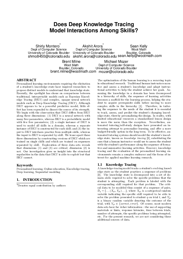 (PDF) Does Deep Knowledge Tracing Model Interactions Among Skills?