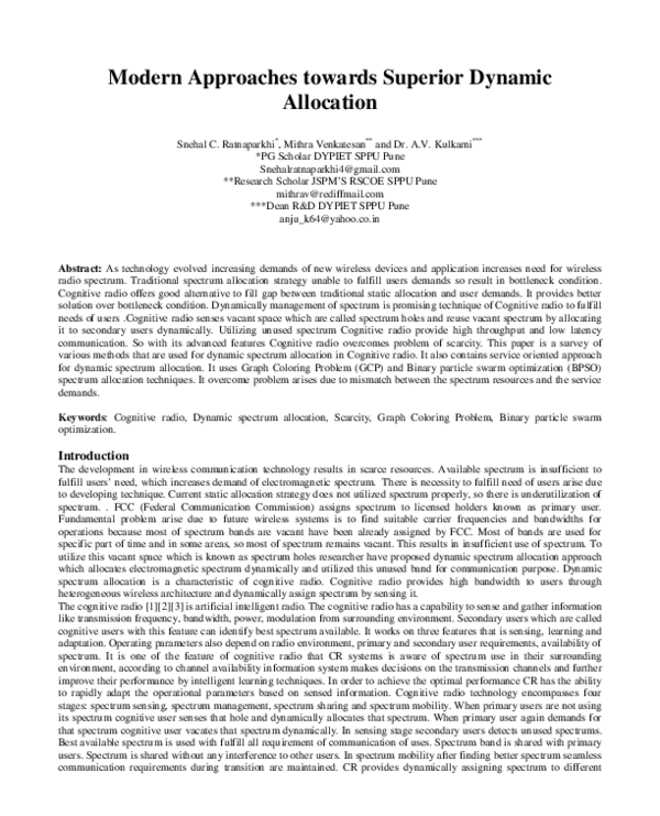 (PDF) Modern Approaches towards Superior Dynamic Allocation