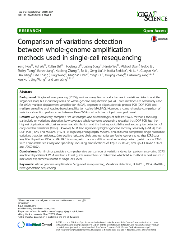 (PDF) Comparison of variations detection between whole-genome ...