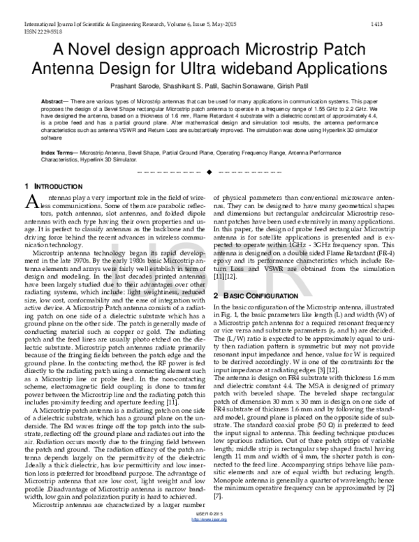 (PDF) A Novel design approach Microstrip Patch Antenna Design for Ultra wideband Applications ...