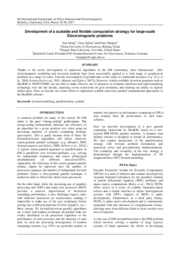 Pdf Development Of A Scalable And Flexible Computation Strategy For Large Scale