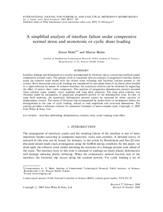 (PDF) A simplified analysis of interface failure under compressive ...