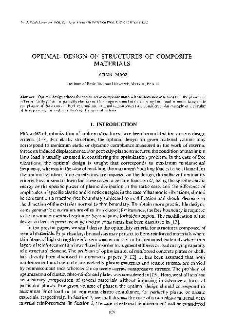 (PDF) Optimal design of structures of composite materials