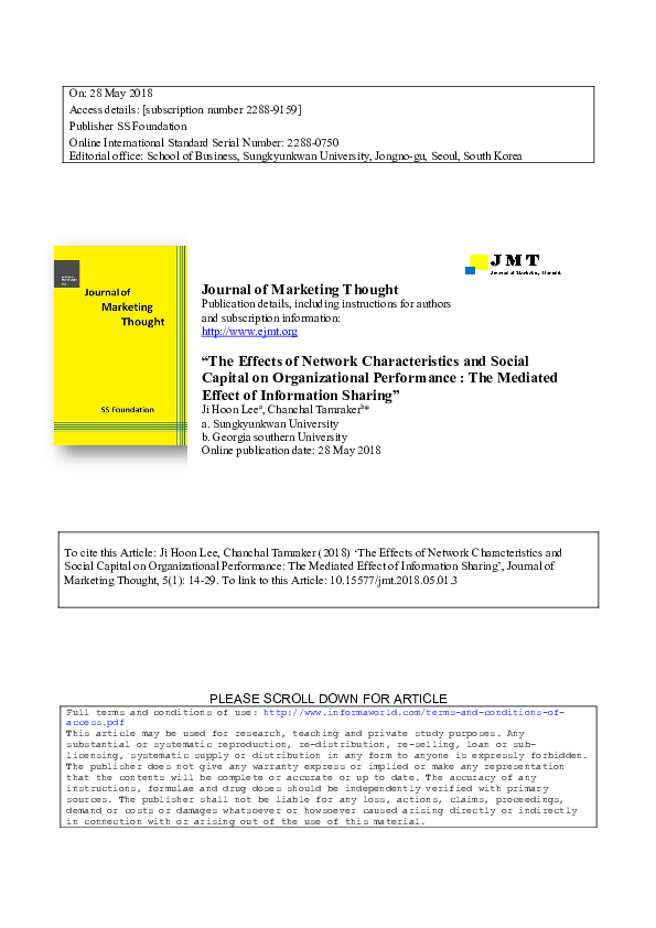 (PDF) Social capital, knowledge sharing and organizational performance