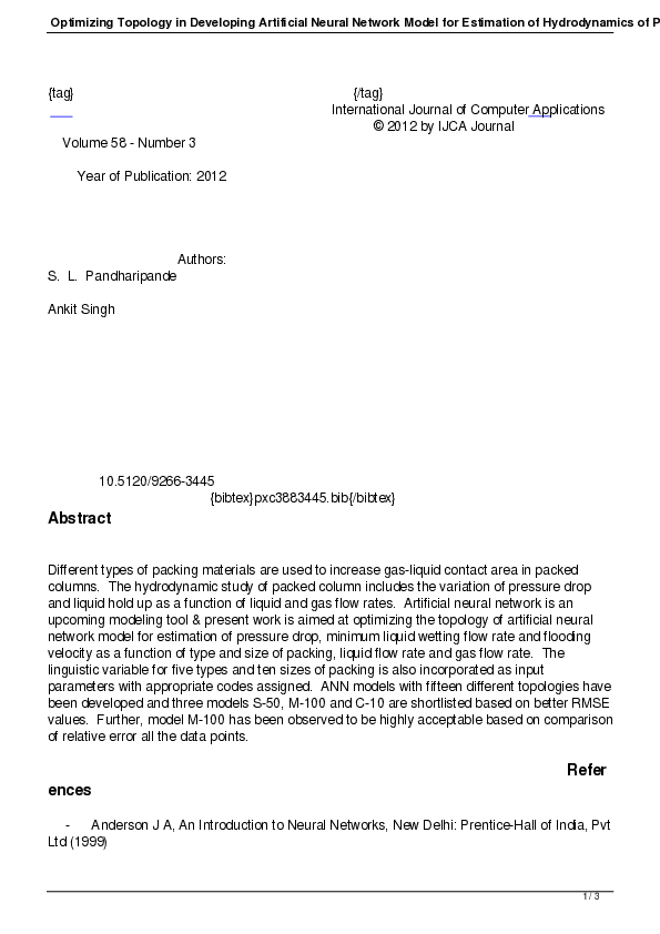 Pdf Optimizing Topology In Developing Artificial Neural Network Model For Estimation Of