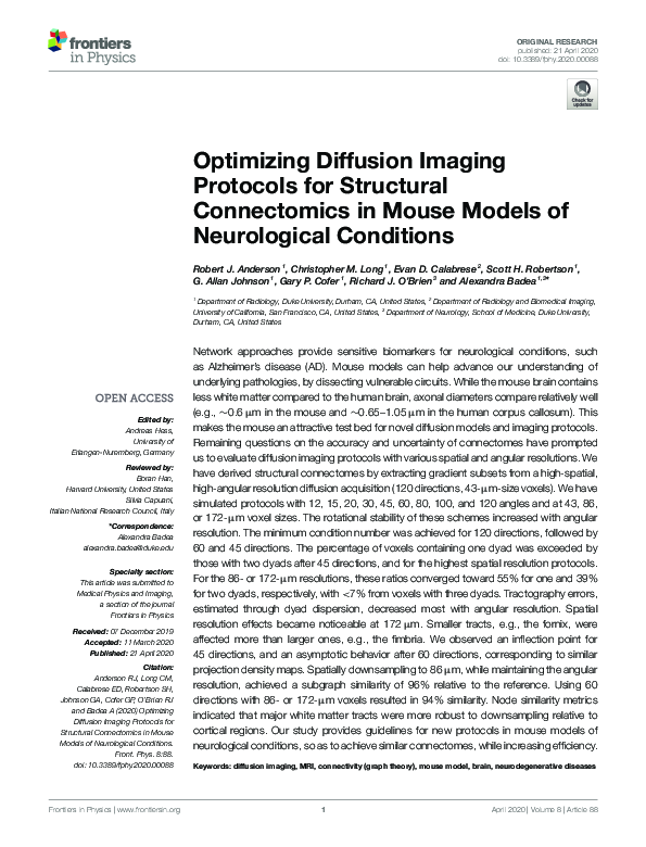 Pdf Optimizing Diffusion Imaging Protocols For Structural Connectomics In Mouse Models Of