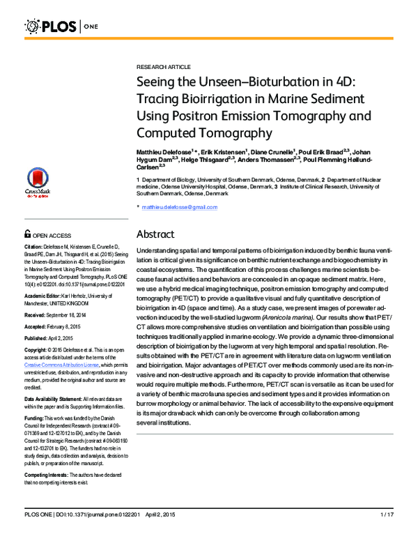 (PDF) Seeing the Unseen-Bioturbation in 4D: Tracing Bioirrigation in ...