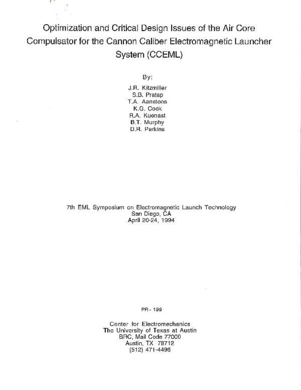 Pdf Optimization And Critical Design Issues Of The Air Core