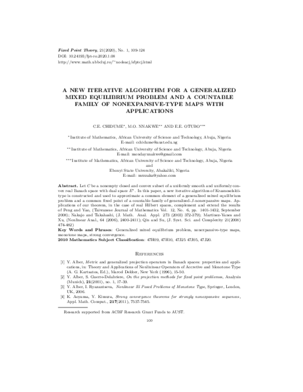 (PDF) A new iterative algorithm for a generalized mixed equilibrium problem and a countable ...