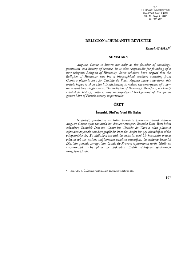 (PDF) Religion of Humanity Revisited