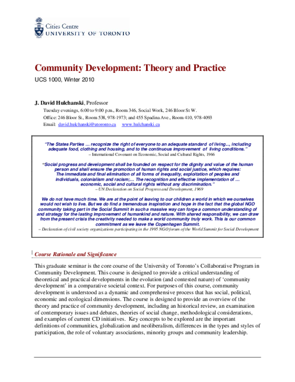 (PDF) Community Development: Theory and Practice