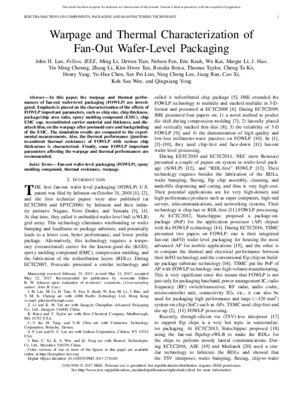 (PDF) Warpage and Thermal Characterization of Fan-Out Wafer-Level Packaging