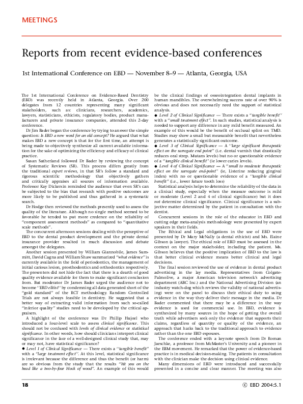 (PDF) Reports from recent evidence-based conferences