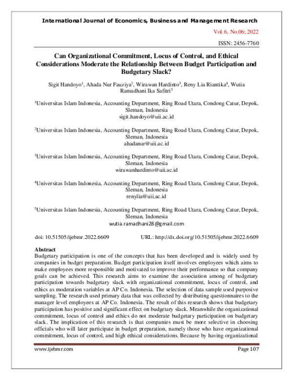 (PDF) Can Organizational Commitment, Locus of Control, and Ethical ...