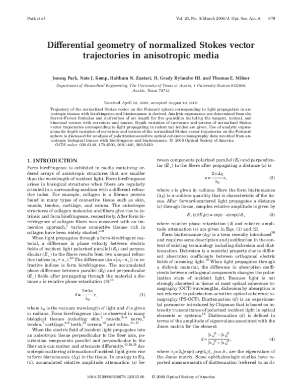 (PDF) Differential geometry of normalized Stokes vector trajectories in ...