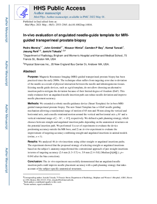 (PDF) In vivo evaluation of angulated needle‐guide template for MRI ...
