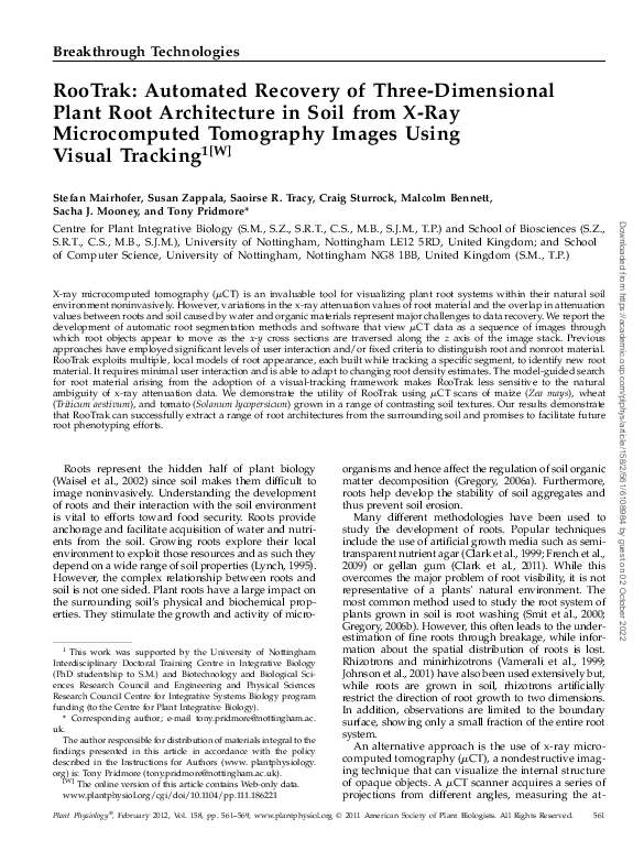(PDF) RooTrak: Automated Recovery of Three-Dimensional Plant Root Architecture in Soil from X ...