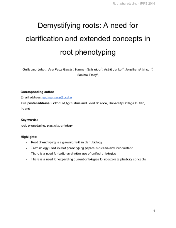 (PDF) Demystifying roots: A need for clarification and extended concepts in root phenotyping