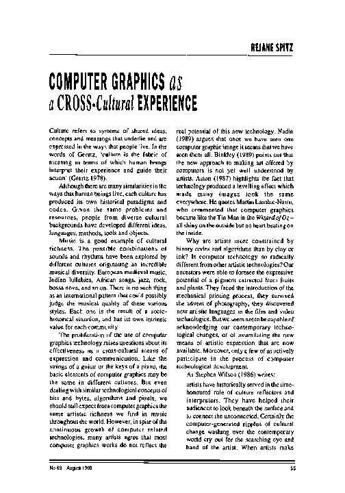 (PDF) Computer Graphics as a Cross-Cultural Experience