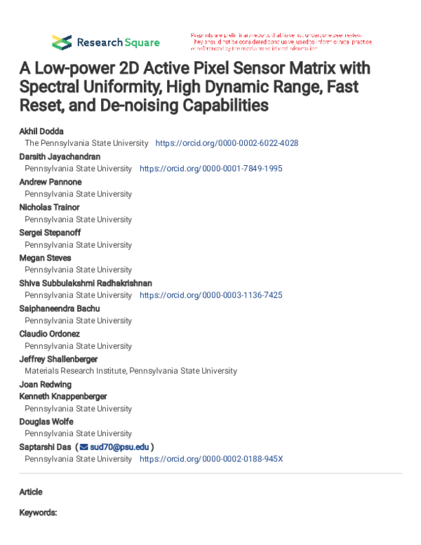 Pdf A Low Power 2d Active Pixel Sensor Matrix With Spectral
