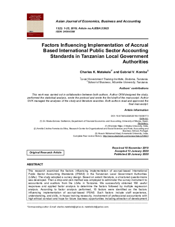 (PDF) Factors Influencing Implementation of Accrual Based International ...