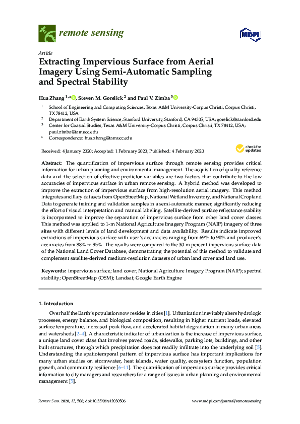 (PDF) Extracting Impervious Surface from Aerial Imagery Using Semi-Automatic Sampling and ...