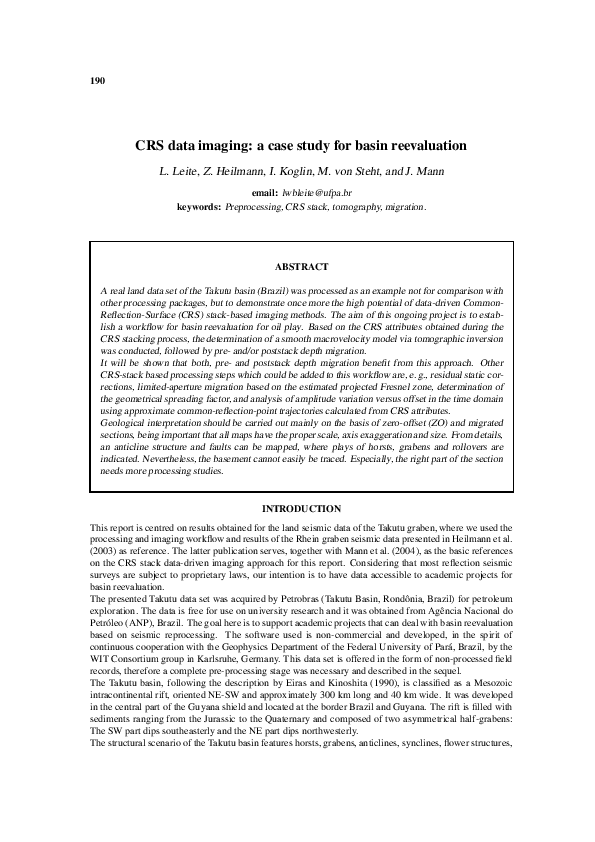 (PDF) CRS data imaging: a case study for basin reevaluation