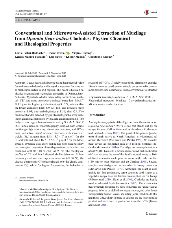 (PDF) Conventional and Microwave-Assisted Extraction of Mucilage from ...