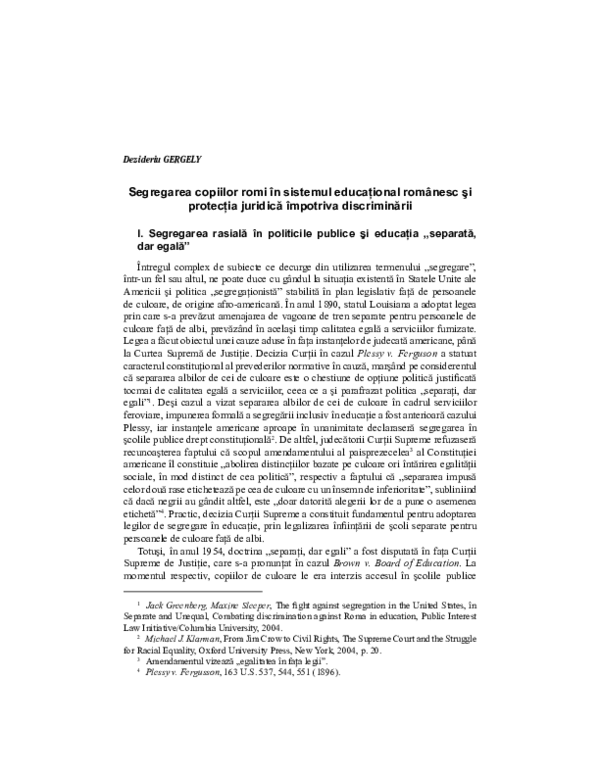 (PDF) Segregarea copiilor romi în sistemul educational românesc si ...