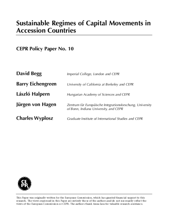 (PDF) Sustainable regimes of capital movements in accession countries