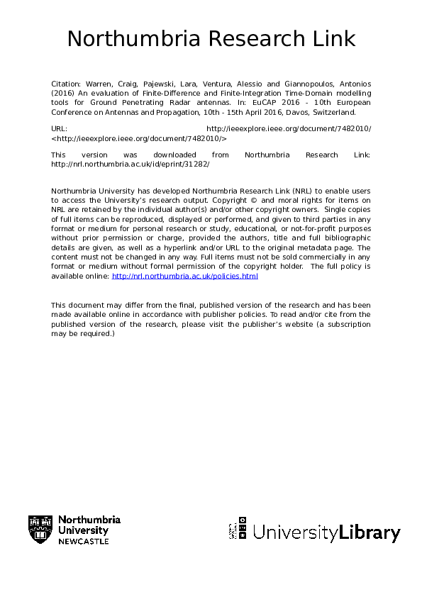 Pdf An Evaluation Of Finite Difference And Finite Integration Time Domain Modelling Tools For