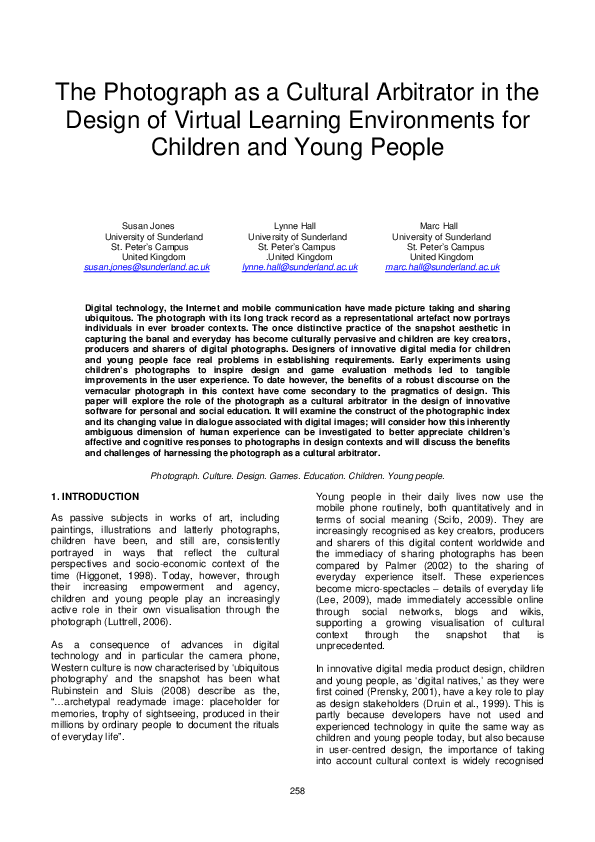 (PDF) The Photograph as a Cultural Arbitrator in the Design of Virtual ...