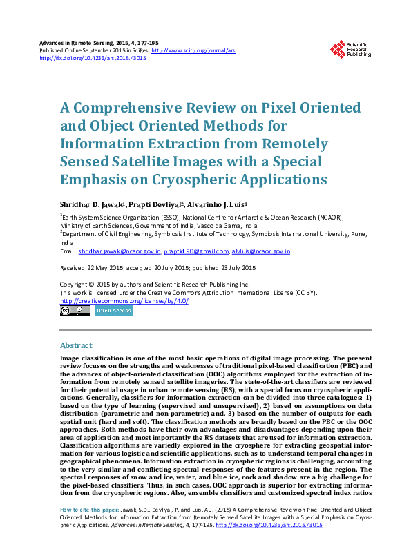 Pdf A Comprehensive Review On Pixel Oriented And Object Oriented Methods For Information