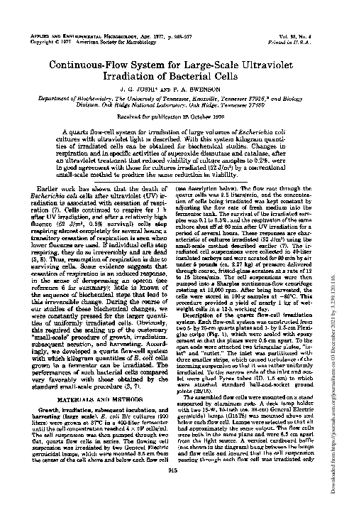 (PDF) Continuous-flow system for large-scale ultraviolet irradiation of ...