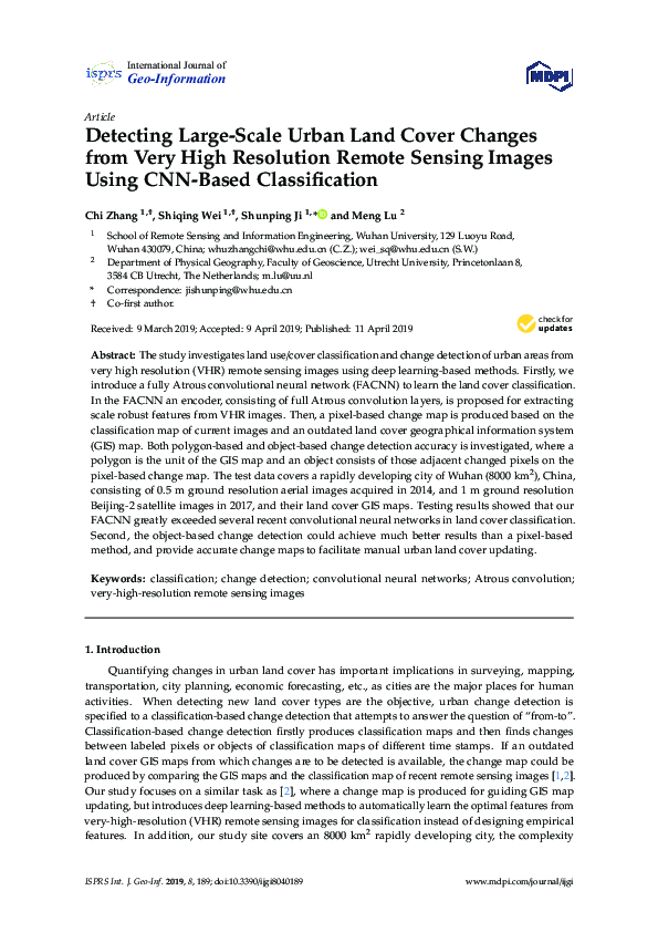 (PDF) Detecting Large-Scale Urban Land Cover Changes from Very High Resolution Remote Sensing ...