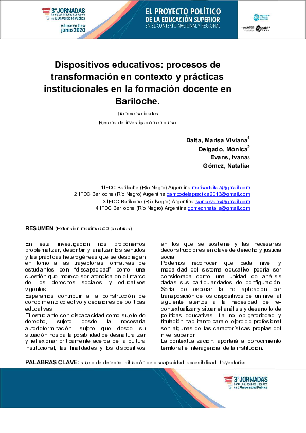 (PDF) Dispositivos educativos: procesos de transformación en contexto y prácticas ...