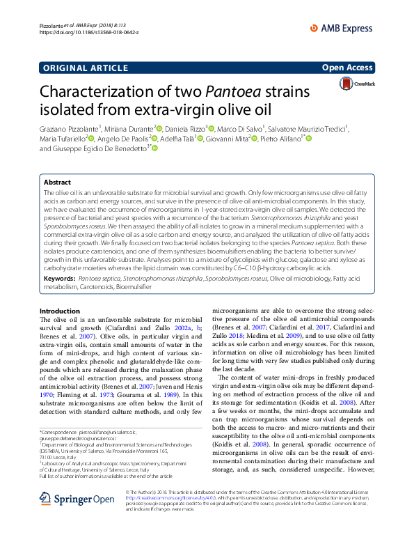 (PDF) Characterization of two Pantoea strains isolated from extra ...