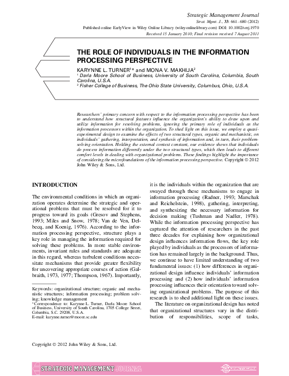 (PDF) The role of individuals in the information processing perspective
