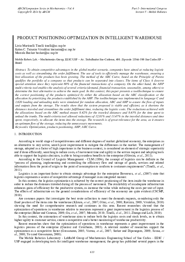 (PDF) Product Positioning Optimization in Intelligent Warehouse