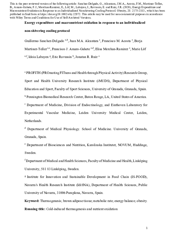 (PDF) Energy Expenditure and Macronutrient Oxidation in Response to an Individualized ...