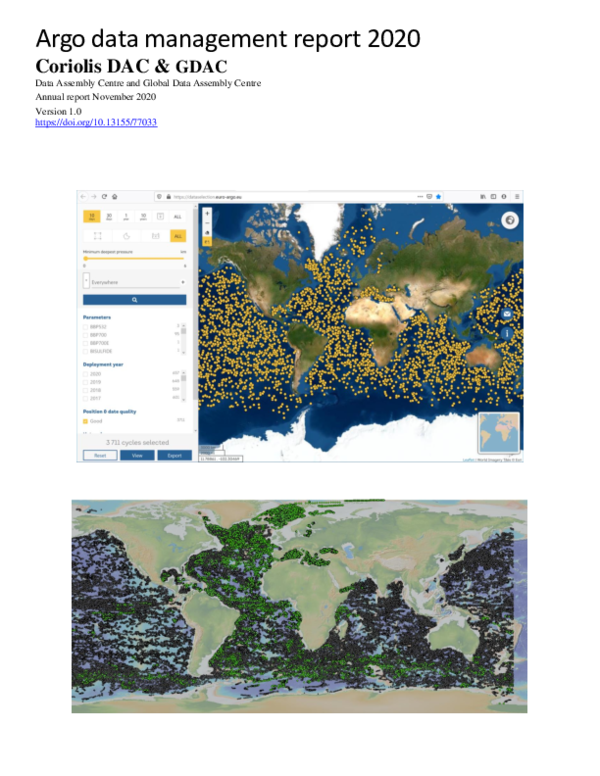 (PDF) Argo data management report 2020, Coriolis DAC & GDAC