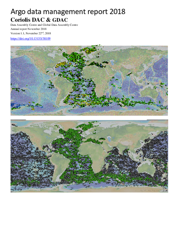 (PDF) Argo data management report 2018, Coriolis DAC & GDAC
