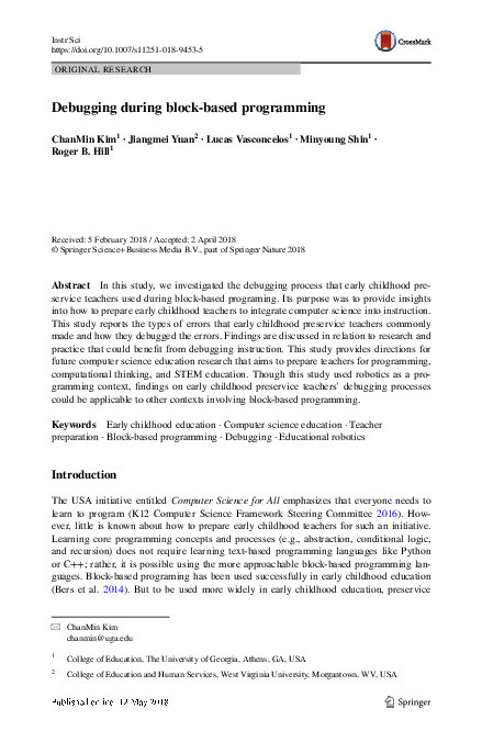 (PDF) Debugging during block-based programming