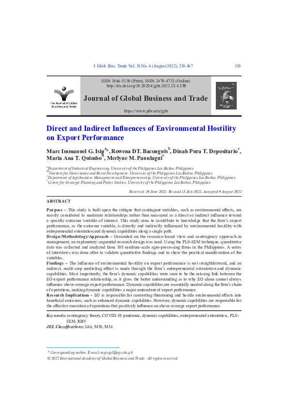 (PDF) Direct and Indirect Influences of Environmental Hostility on ...