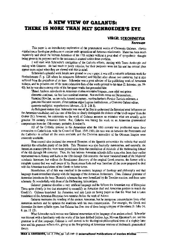 (PDF) A New View of Galanus: There Is More Than Met Schroeder's Eye