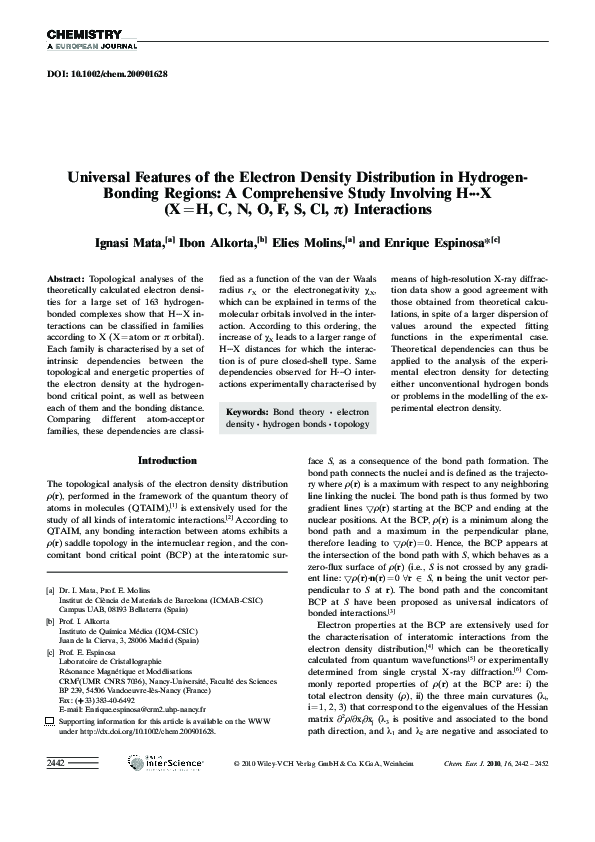 (PDF) Universal Features of the Electron Density Distribution in ...