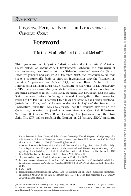 (PDF) Litigating Palestine before the International Criminal Court