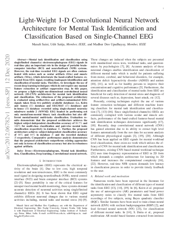 (PDF) Light-Weight 1-D Convolutional Neural Network Architecture for Mental Task Identification ...