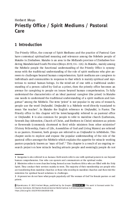 (PDF) Priestly Office / Spirit Mediums / Pastoral Care